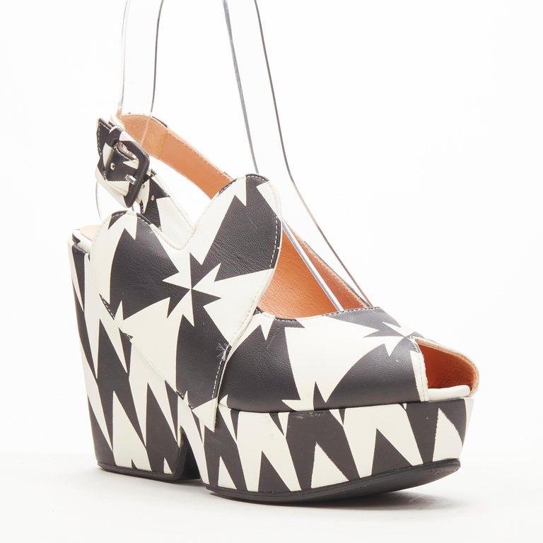 ROBERT CLERGERIE Louise Gray 2013 black white AGN graphic wedge heels ...