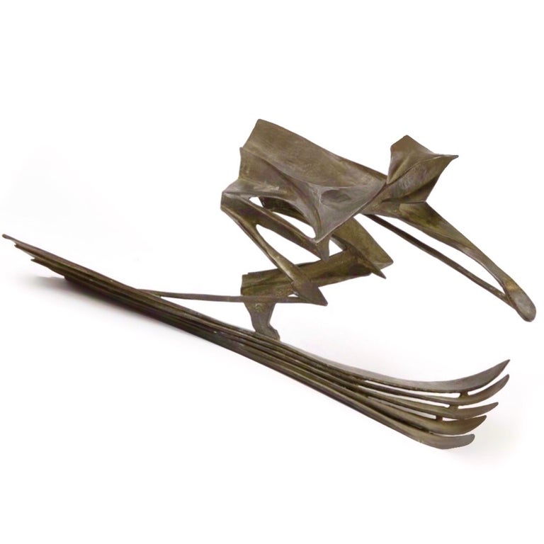 Robert Cook - Sculpture en bronze d'un skieur En vente sur 1stDibs