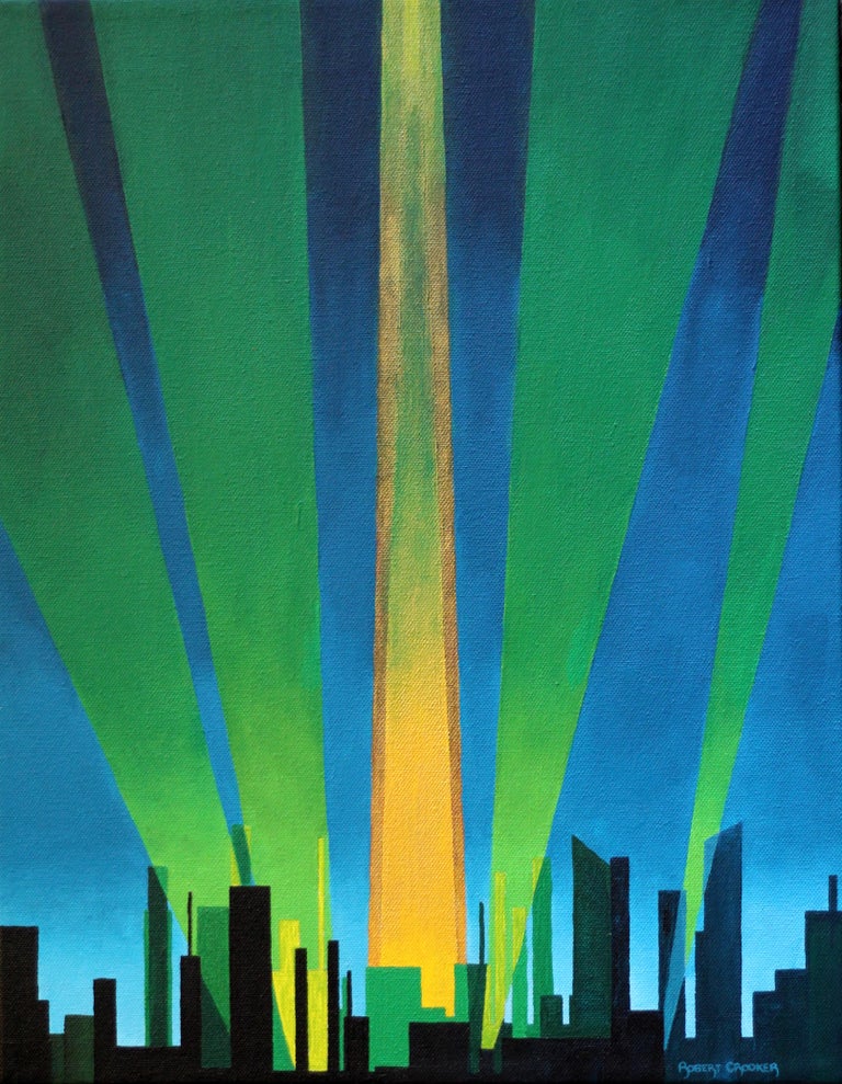 Robert Crooker - Deko City, Abstract Landscape Painting on Canvas, 2015 ...