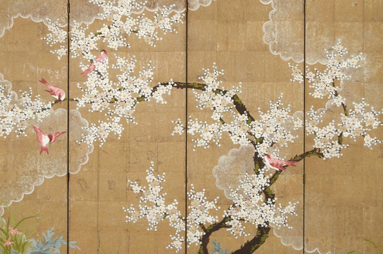 Robert Crowder Chinoiserie Four Panel Screen Flora and Fauna at 1stDibs