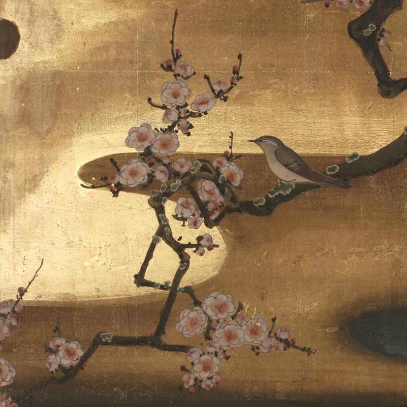 Robert Crowder Four Panel Hand Painted Screen For Sale at 1stDibs
