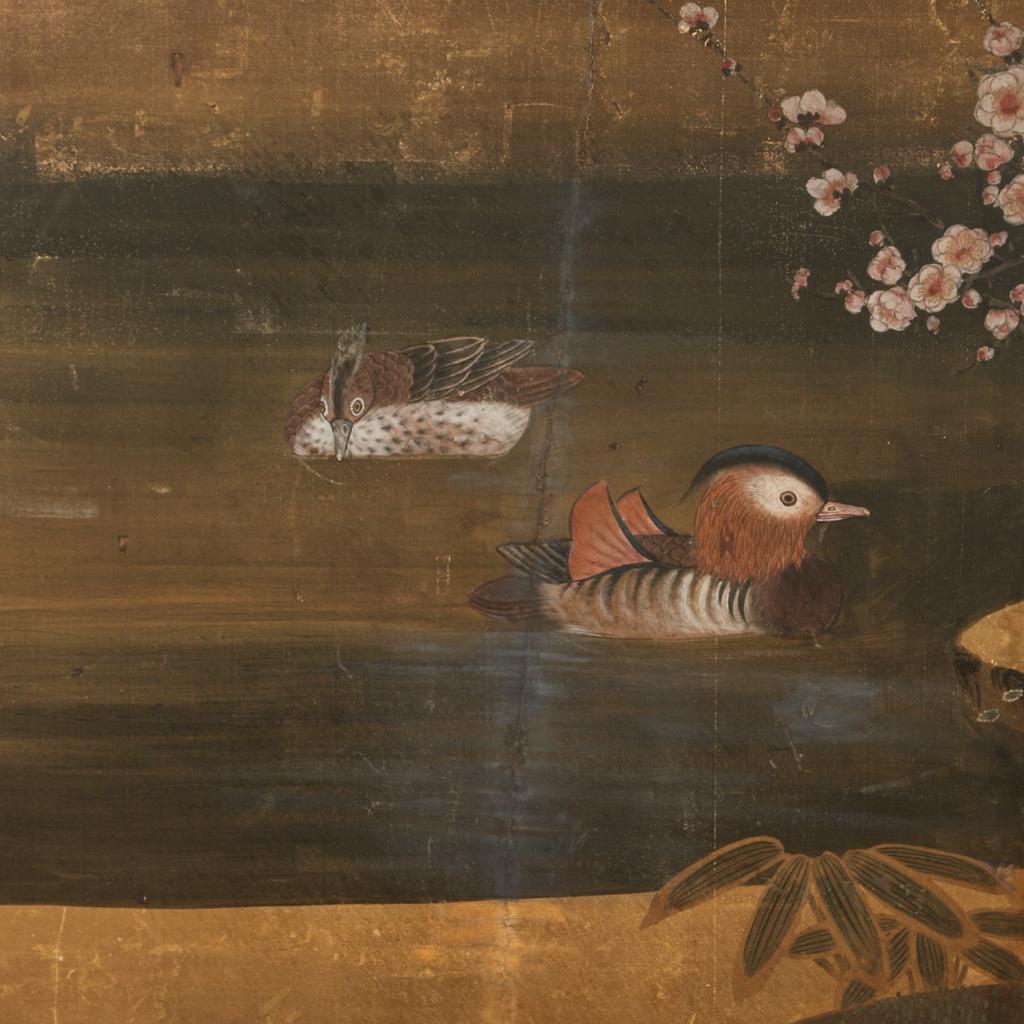 Robert Crowder Four Panel Hand Painted Screen For Sale at 1stDibs