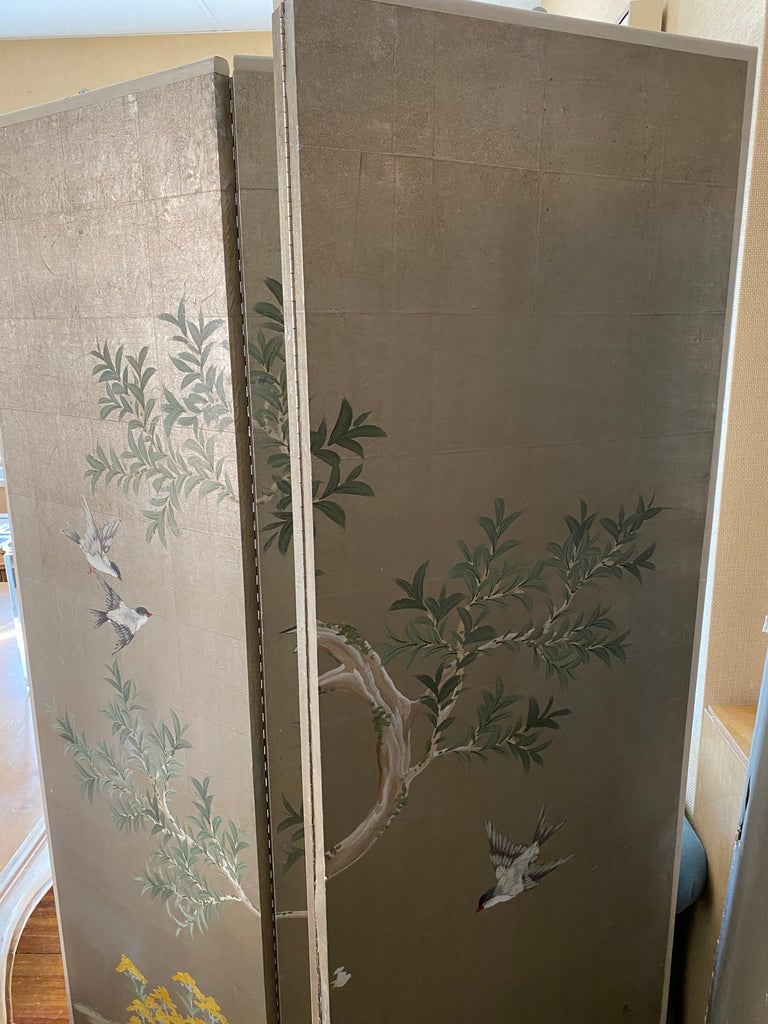 Robert Crowder Four-Panel Hand Painted Screen at 1stDibs