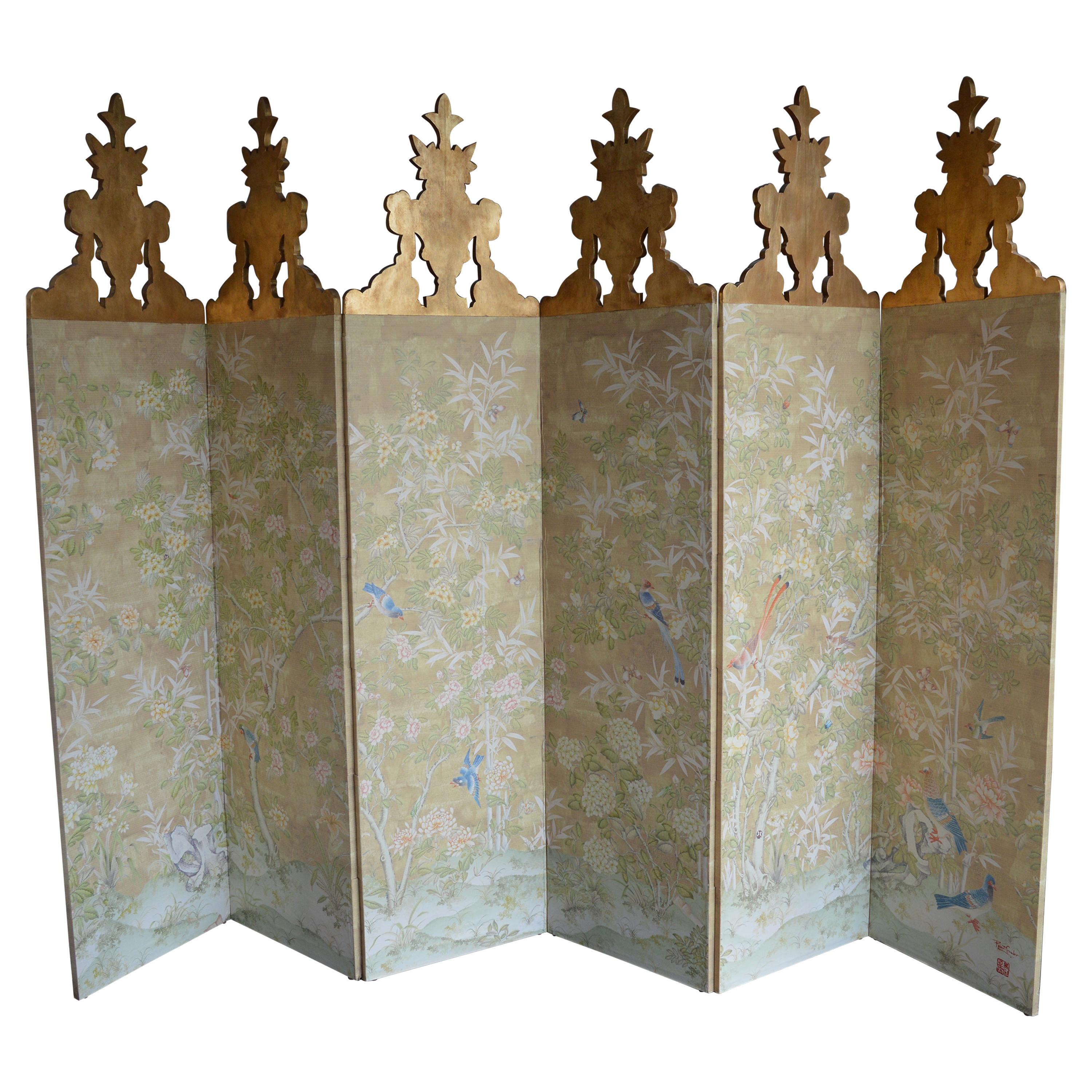 Vintage Hand-Painted Screen Panels by Robert Crowder at 1stDibs