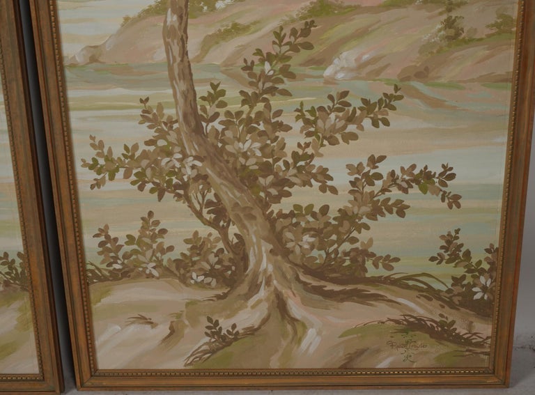 Robert Crowder Signed 5 Panel Large Japanese Nihonga Lanscape Pastoral ...