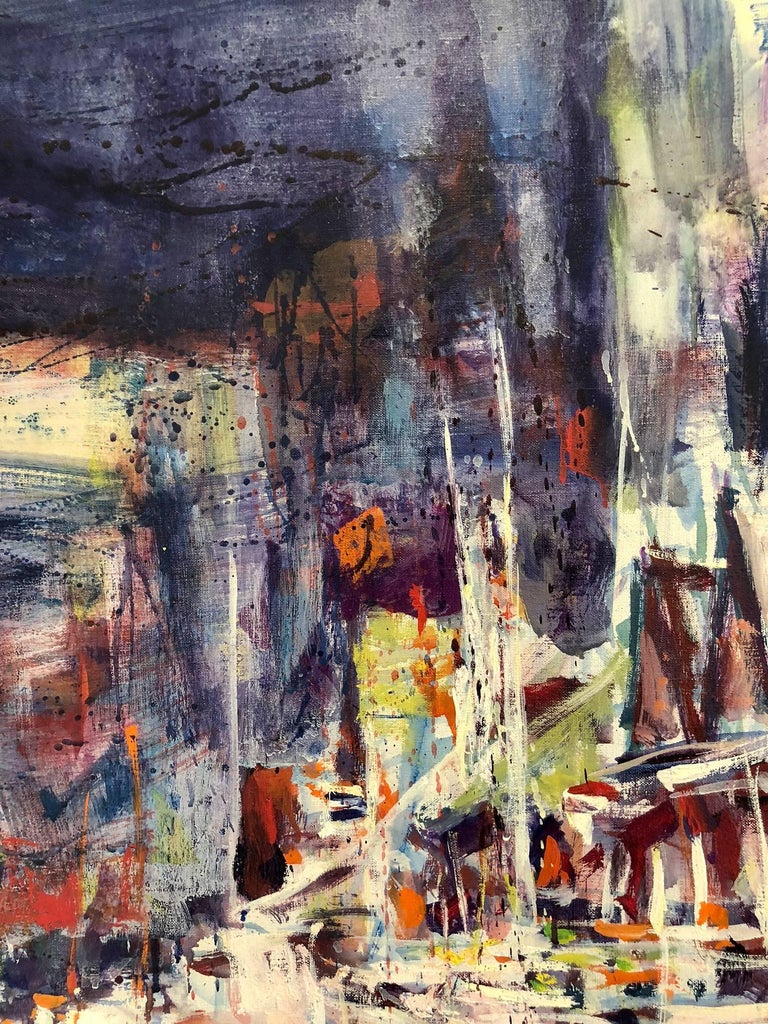 Robert Freiman - Large Abstract Harbor Scene For Sale at 1stDibs