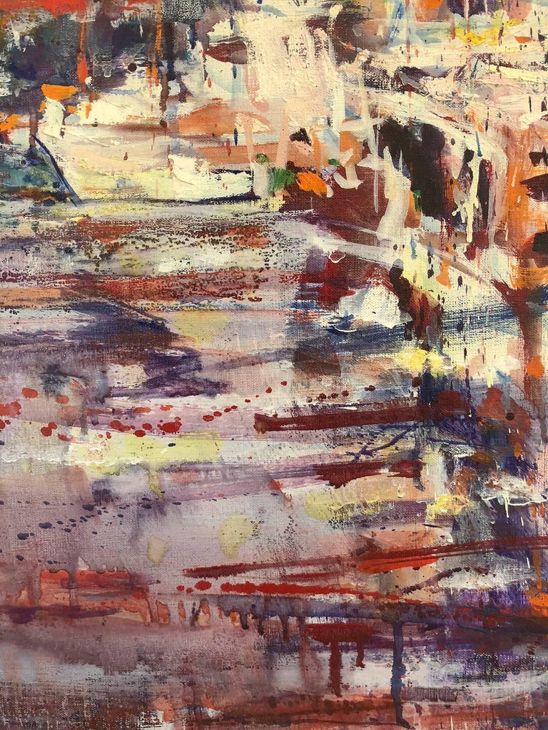 Robert Freiman - Large Abstract Harbor Scene For Sale at 1stDibs