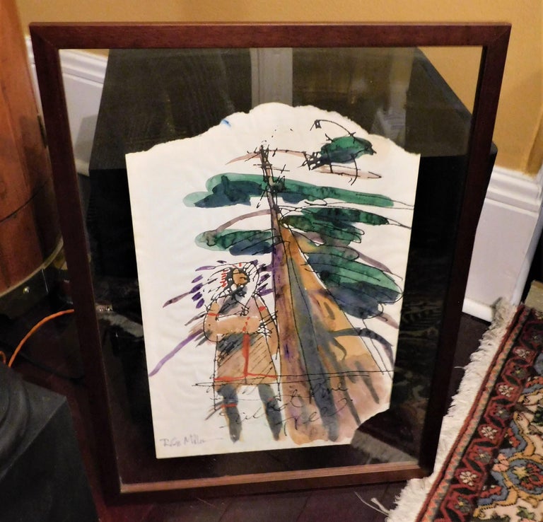 Robert Gary Miller Native American Signed Watercolor "Sacred Pine Tree ...