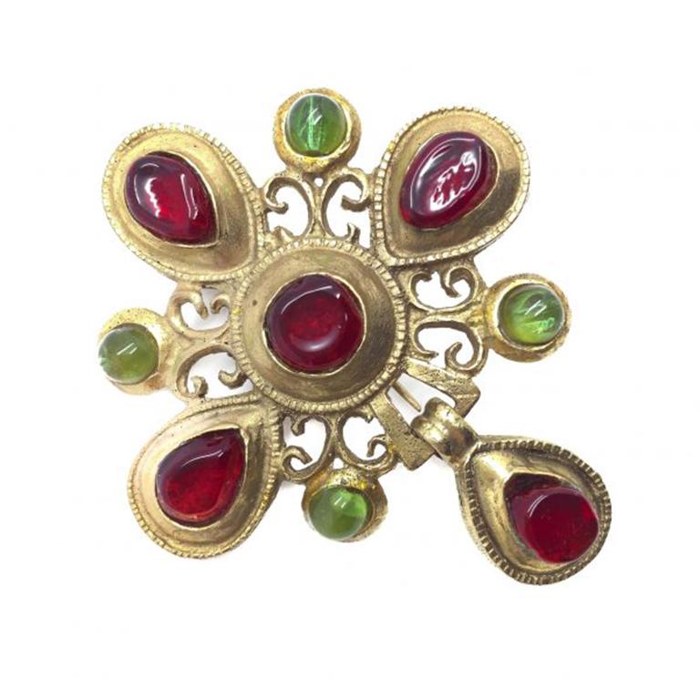 Vintage Maison Goossens Paris Pâte de Verre Byzantine Inspired Brooch ...