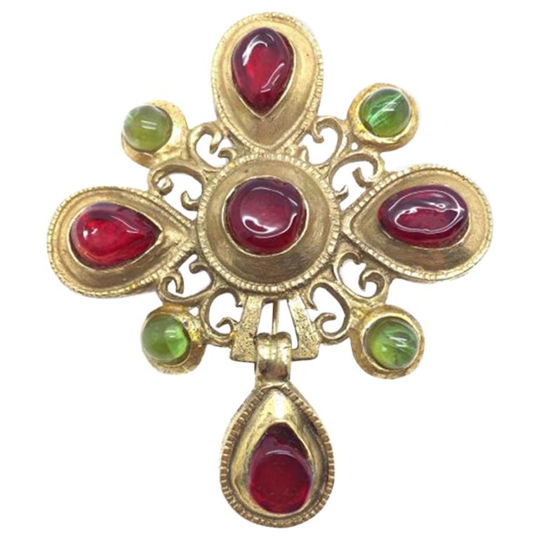 Vintage Maison Goossens Paris Pâte de Verre Byzantine Inspired Brooch ...