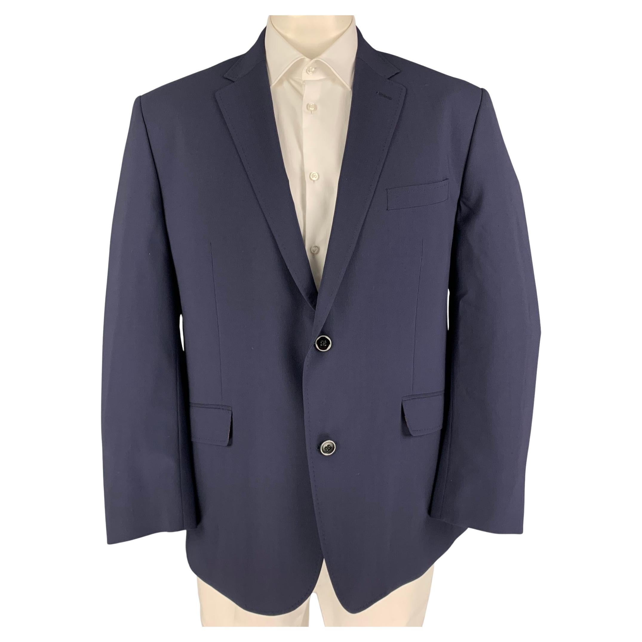 ROBERT GRAHAM Size 46 Navy Wool Single Breasted Sport Coat For Sale at ...