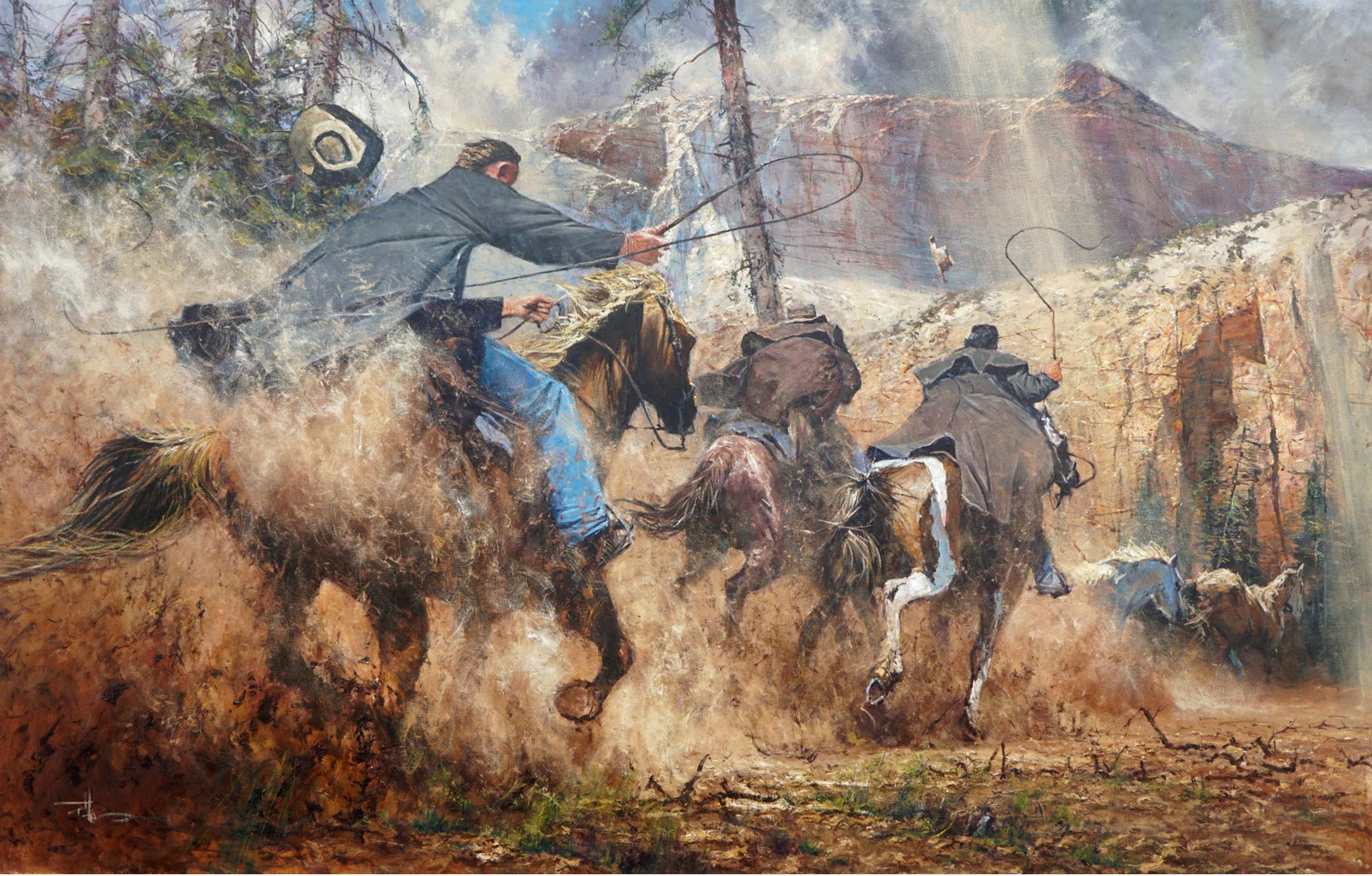 Robert Hagan - "Canyon Renegades", Robert Hagan, 62x96, Oil on Canvas ...