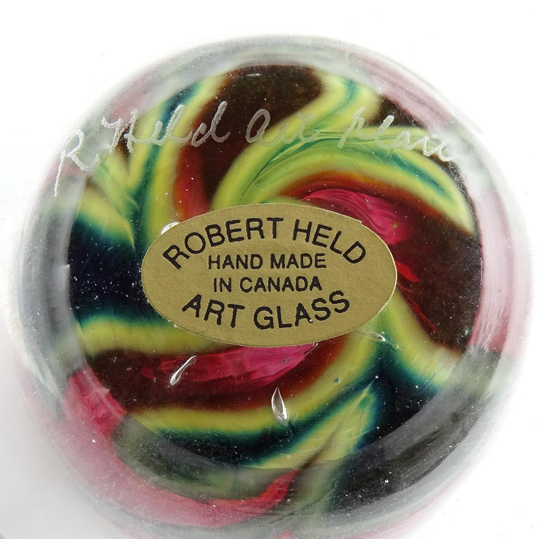 Robert Held Signed Iridescent Pink White Tulips Art Glass Footed ...