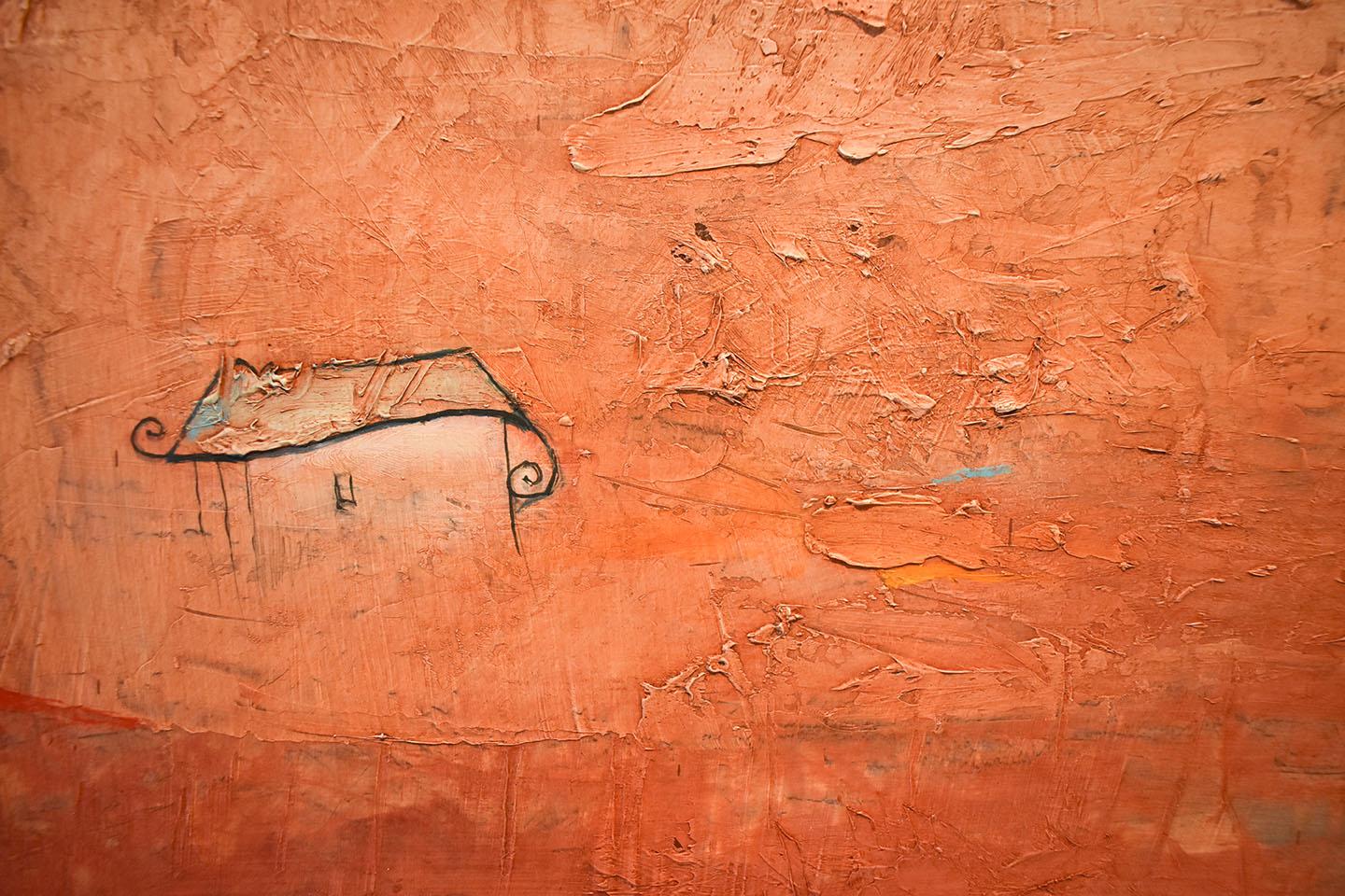 Robert Hite - Brother Brother (Abstract Painting of Homes in a Sienna ...