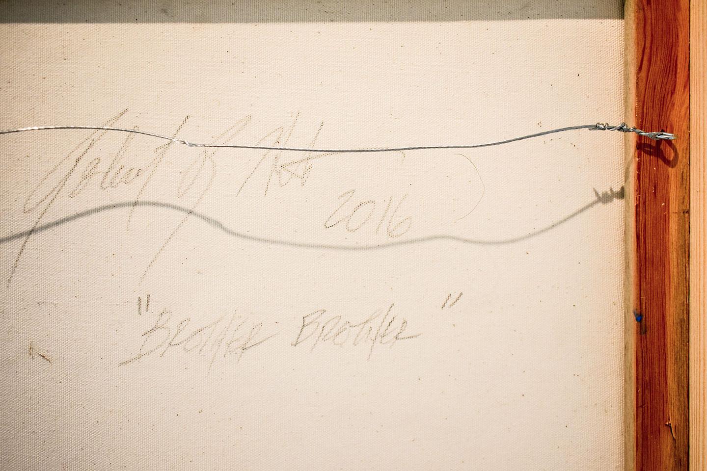 Robert Hite - Brother Brother (Abstract Painting of Homes in a Sienna ...