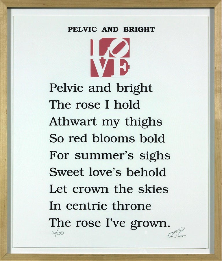 Robert Indiana - "Pelvic and Bright (from The Book of LOVE)" silkscreen ...