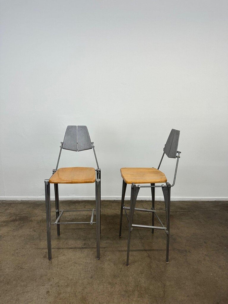 Robert Josten Aluminum Bar Stool Set For Sale at 1stDibs