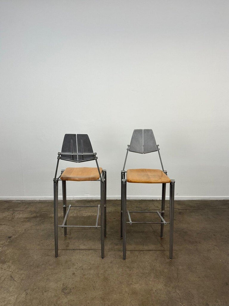Robert Josten Aluminum Bar Stool Set For Sale at 1stDibs
