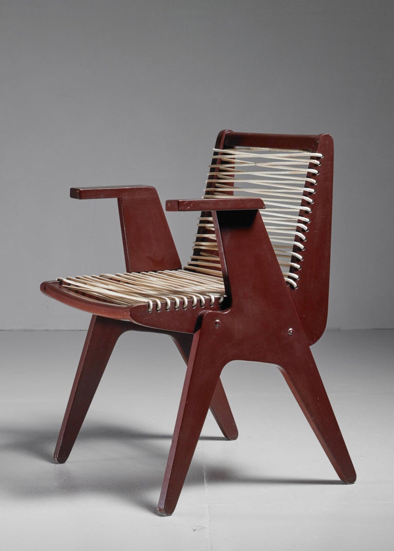 Robert Kayton Plywood with Woven Cord Chair, US, 1940s For Sale at 1stDibs