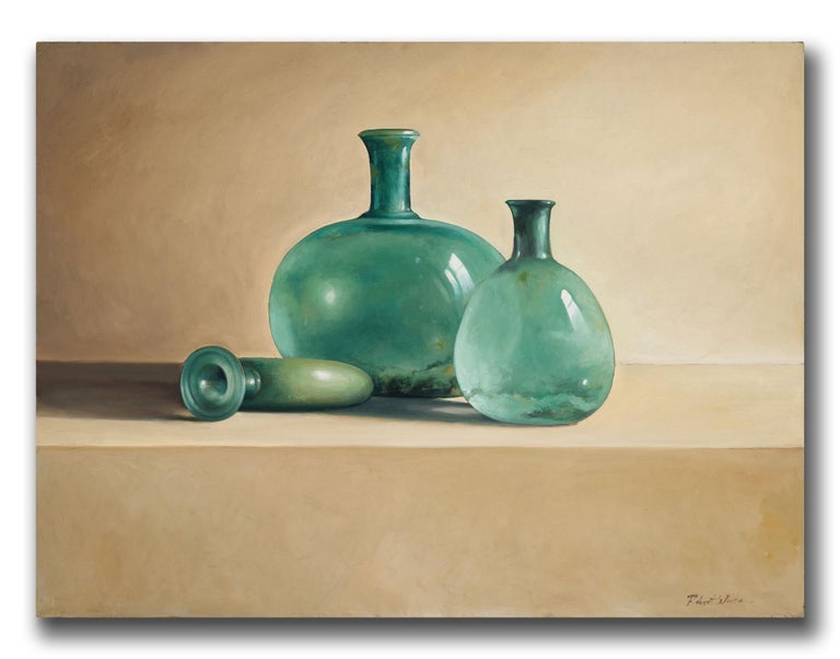 Robert Kenneth White - [Green Glass Bottles] Original Oil Painting by ...