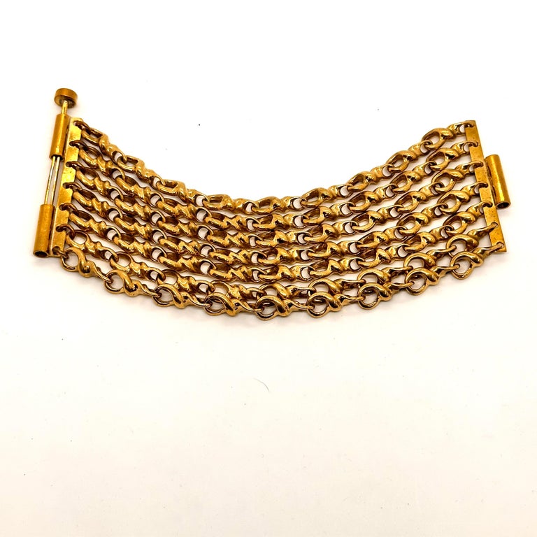 Robert Lee Morris Brass 7 Row Knotted link bracelet For Sale at 1stDibs