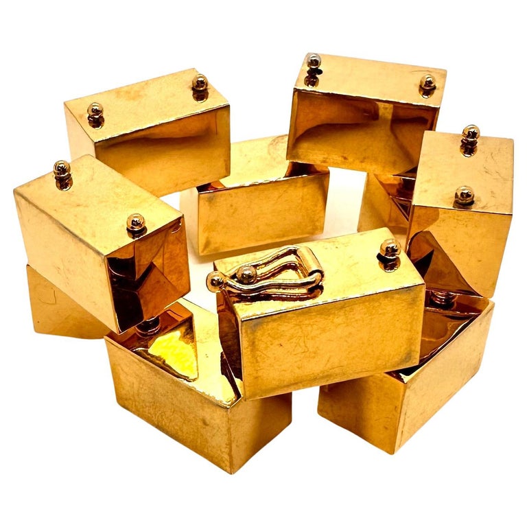 Robert Lee Morris Colossal 1x1 Shiny Gold Plated Brass Block Bracelet ...