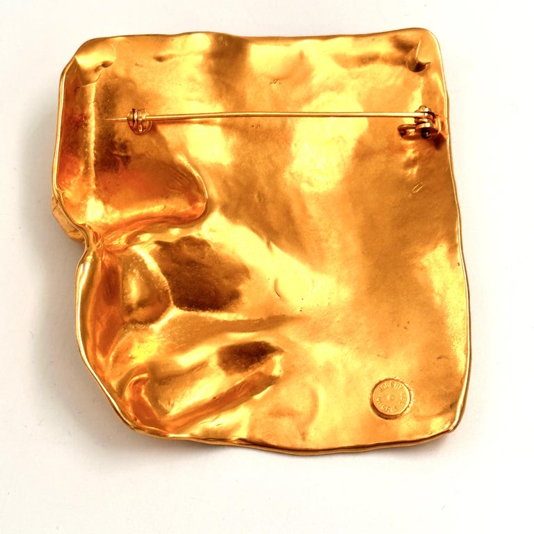 Robert Lee Morris Gilded Face Brooch For Sale at 1stDibs