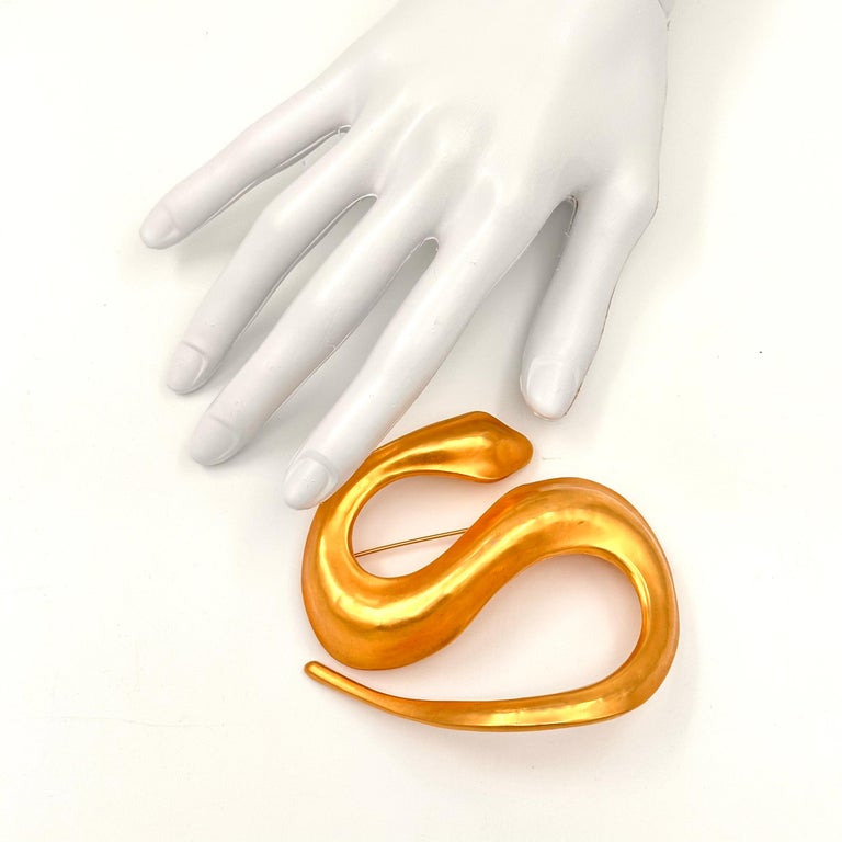 Robert Lee Morris Gilded Snake Brooch For Sale at 1stDibs