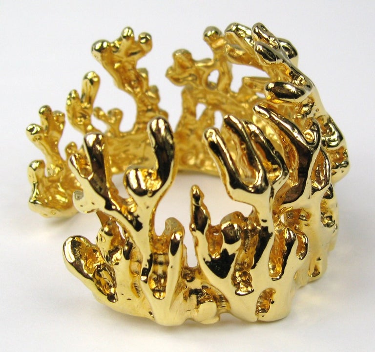Robert Lee Morris Gilt Gold Coral Reef Cuff Bracelet 90s For Sale at ...