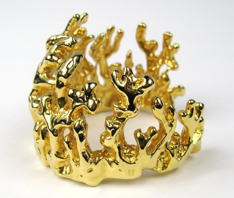 Robert Lee Morris Gilt Gold Coral Reef Cuff Bracelet 90s For Sale at ...