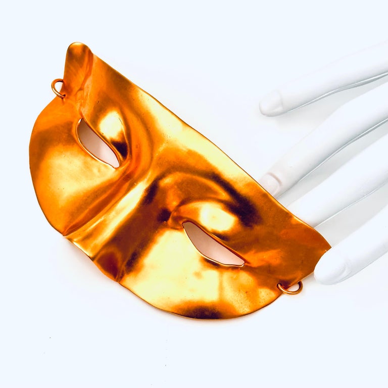 Robert Lee Morris Gold Plated Mask Brooch, 1982 For Sale at 1stDibs