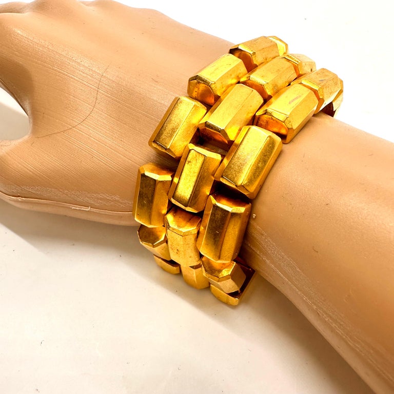 Robert Lee Morris Matte Gold Plated Brass Beveled 1x2 Brick bracelet ...