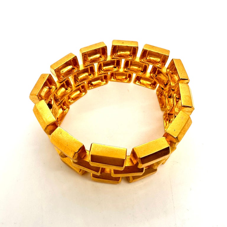 Robert Lee Morris Matte Gold Plated Brass Beveled 1x2 Brick bracelet ...