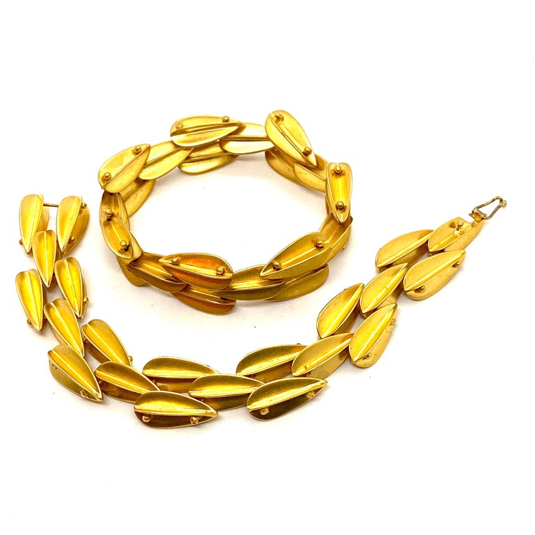 Robert Lee Morris Matte Gold Plated Brass Dart Bracelet For Sale at 1stDibs