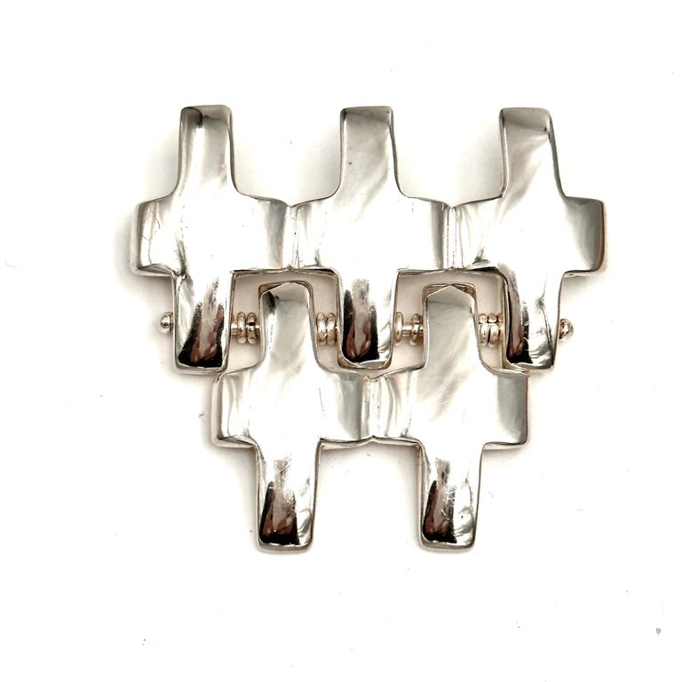Robert Lee Morris Sterling Silver Interlocking Crosses Brooch For Sale ...