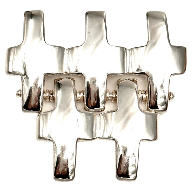 Robert Lee Morris Sterling Silver Interlocking Crosses Brooch For Sale ...