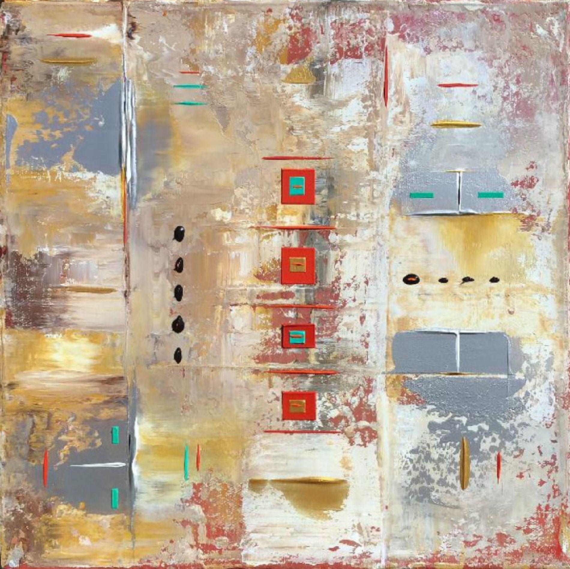 Robert Lynn - Abstract Black White Silver Gold Series I, Painting ...