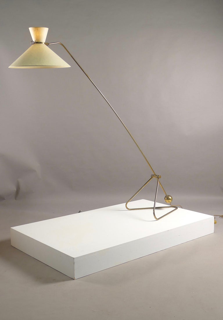 Robert Mathieu "Pendulum" Floor Lamp, French, 1950's at 1stDibs