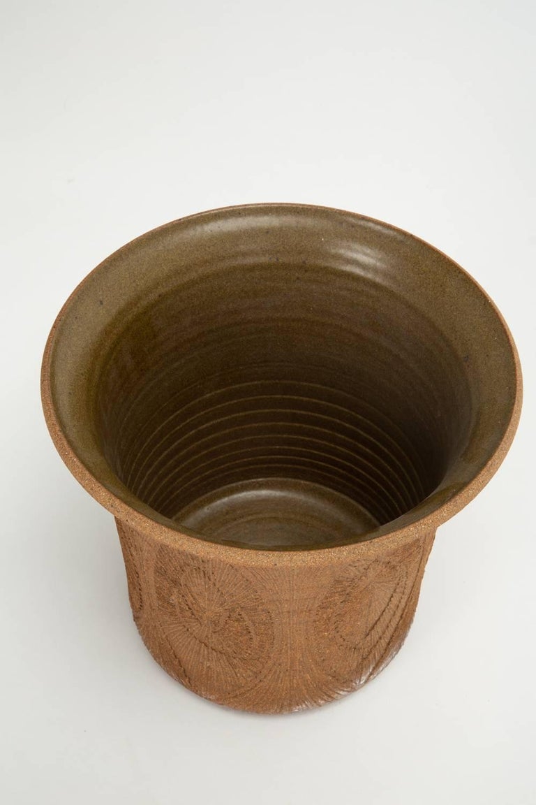Robert Maxwell Incised Studio Pottery Planter with Flared Lip at ...