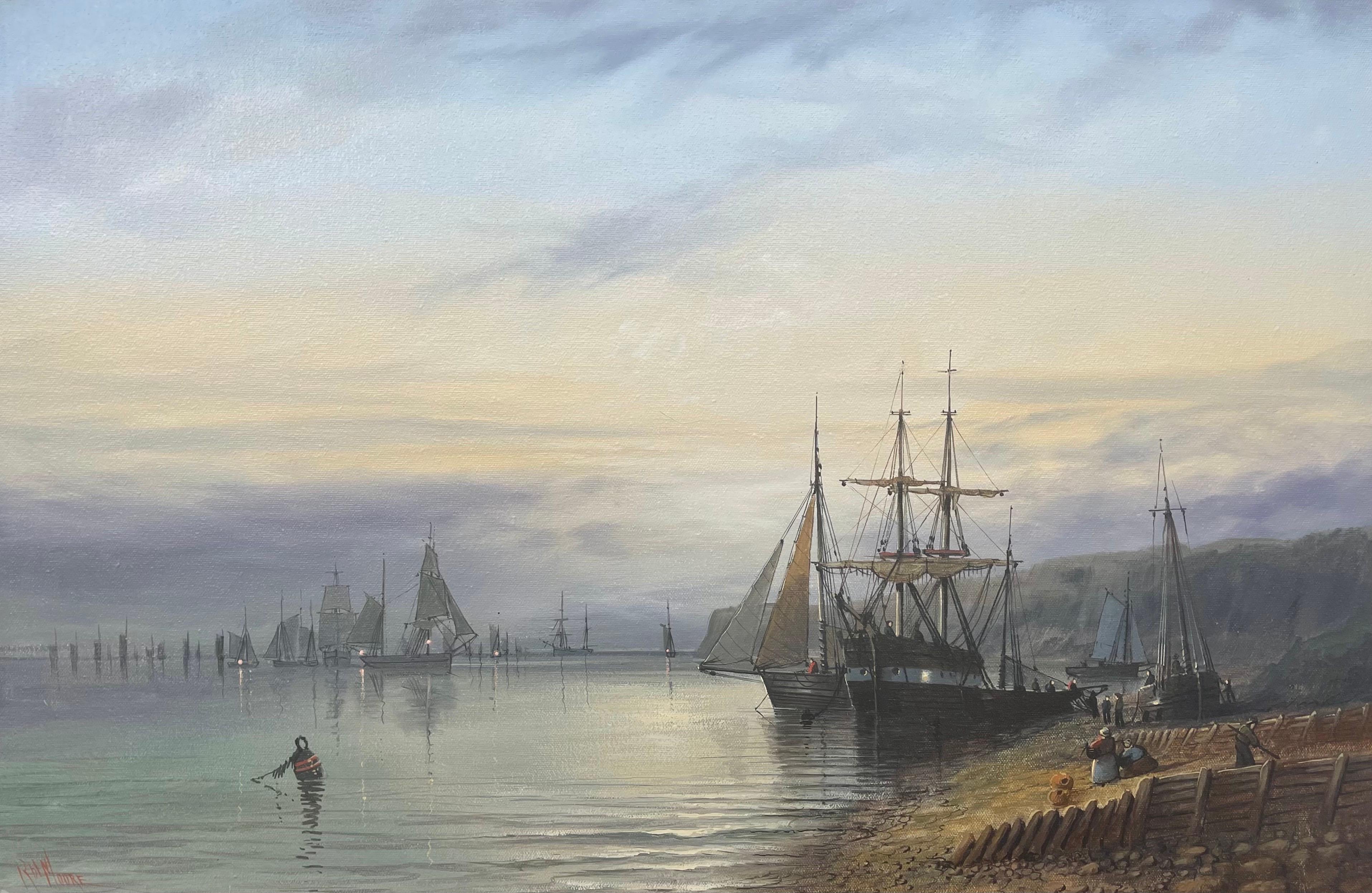 Robert Moore (b.1945) - Original Oil Painting Seascape with Sailing ...