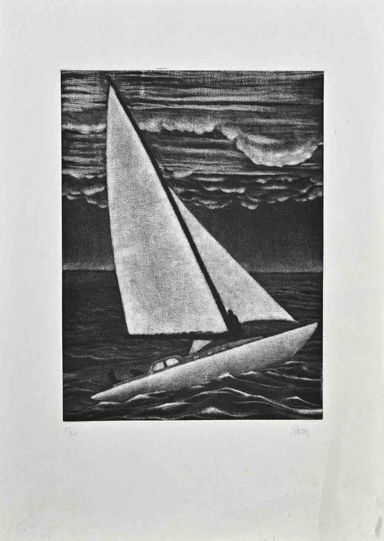 Robert Naly - Boat - Mezzotint Print by Robert Naly - Mid 20th Century ...