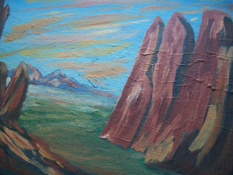 Robert P. Flynn, Vintage Surrealist Landscape, Signed and Dated, circa ...