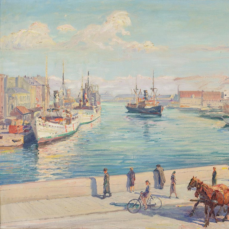 Robert Panitzsch - Robert Panitzsch, Port Of Copenhagen, Oil Painting ...
