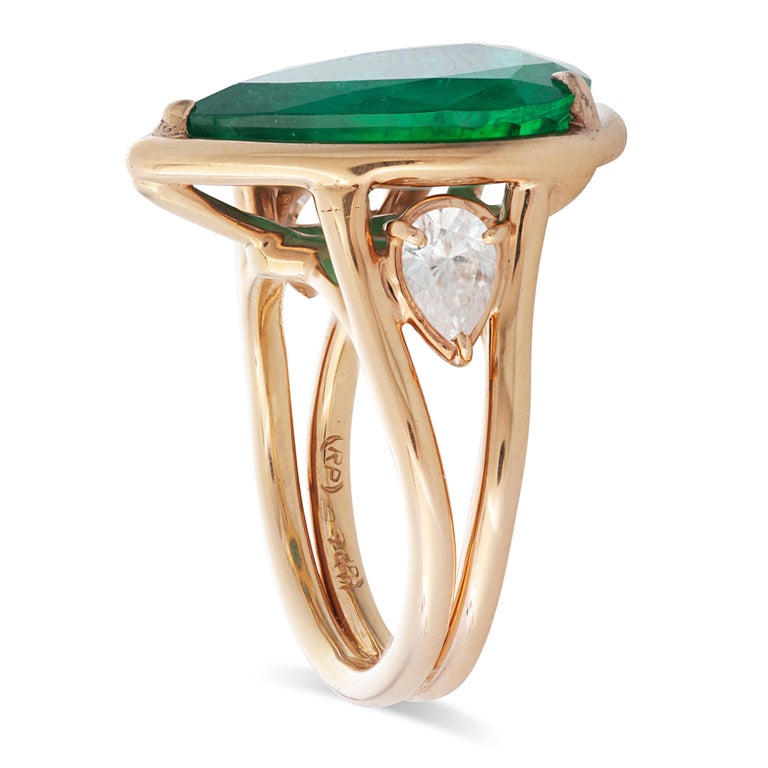 Robert Procop 6.59 Carat Zambian Emerald and Diamond 18 Karat Rose Gold ...
