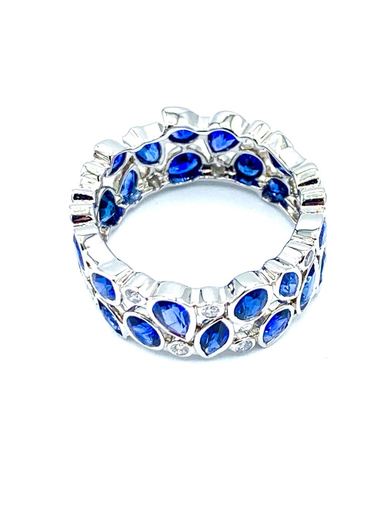 Robert Procop De La Vie Blue Sapphire and Diamond Platinum Band Ring ...