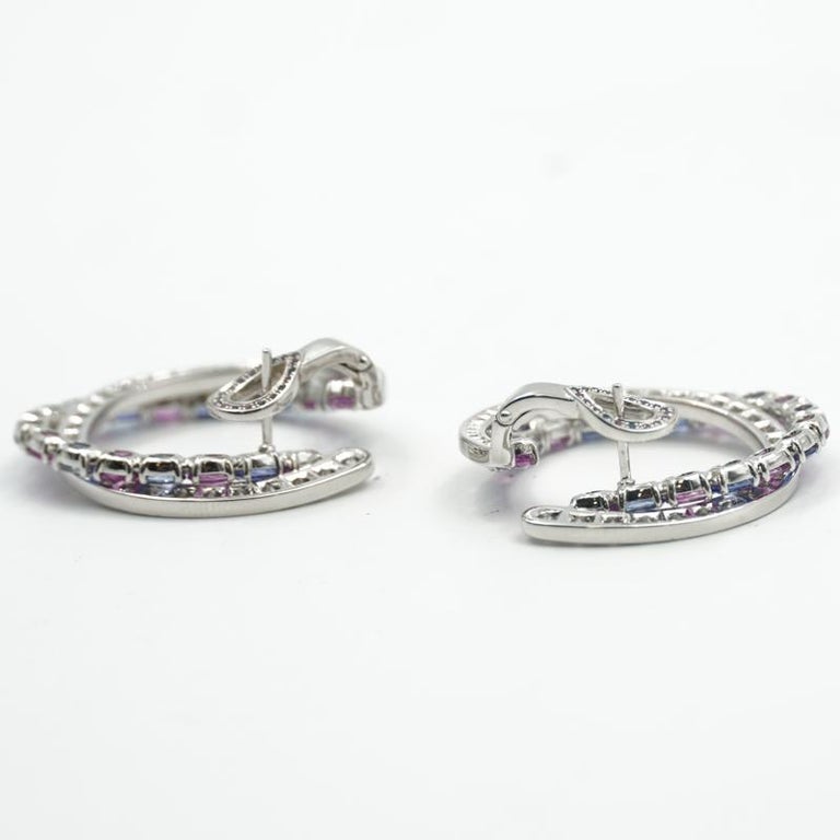 Robert Procop Pink and Blue Sapphire Earrings 18k White Gold For Sale ...