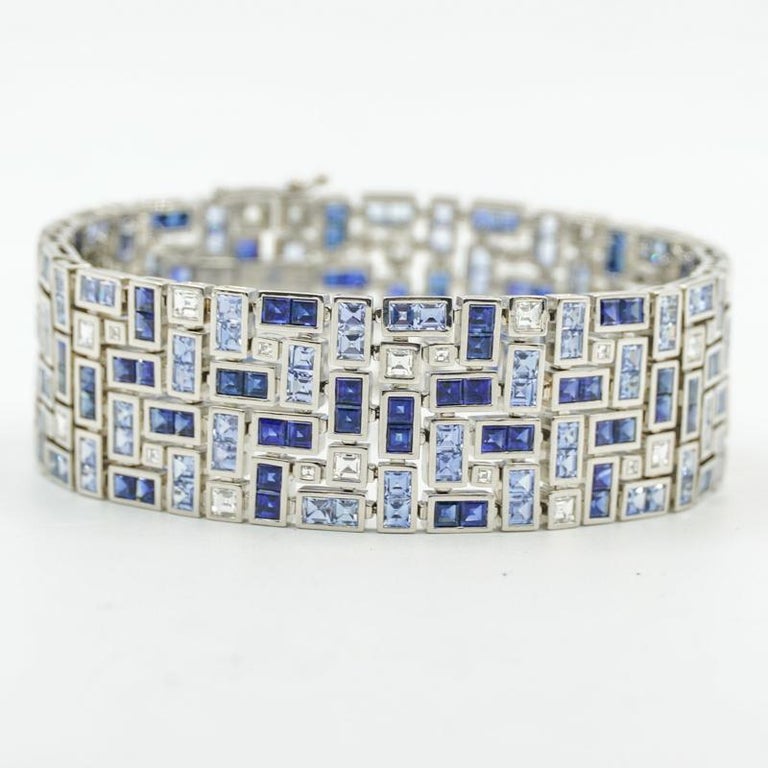 Robert Procop Sapphire and Diamond Bracelet in Platinum For Sale at 1stDibs