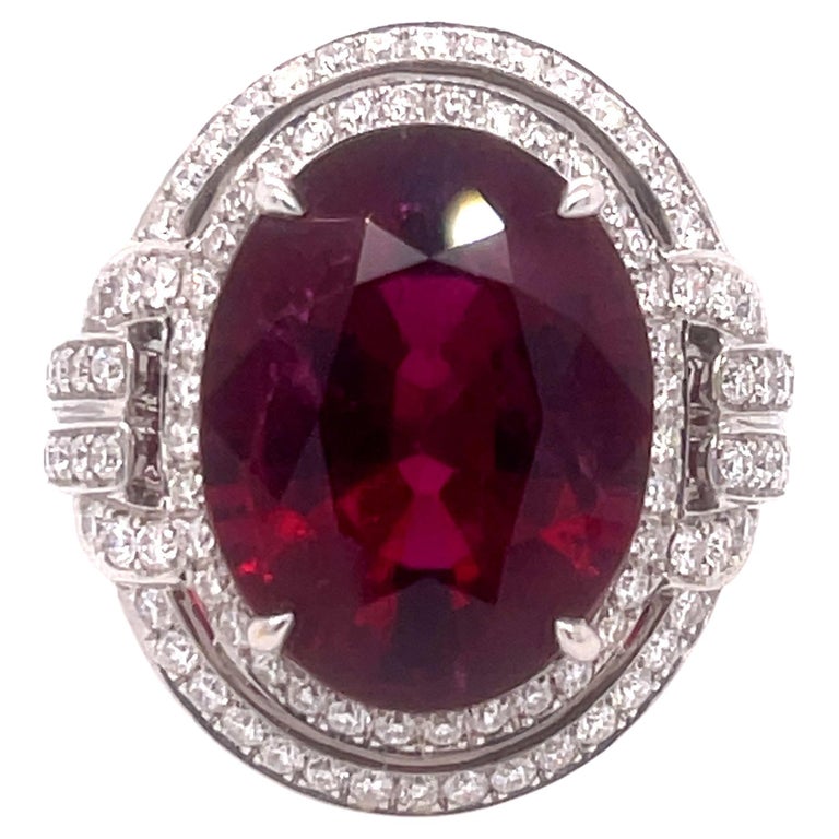 Robert Procop White Gold Rubellite Tourmaline Ring with Diamonds at 1stDibs