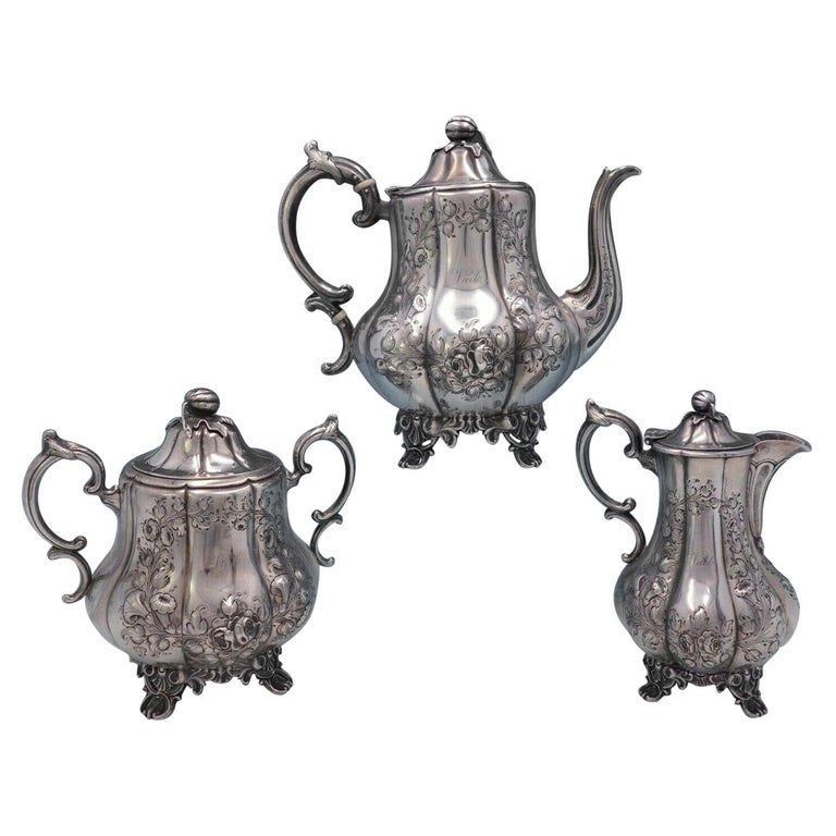 Robert Rait and Charters Cann and Dunn Coin Silver Tea Set 3pc 3-D ...