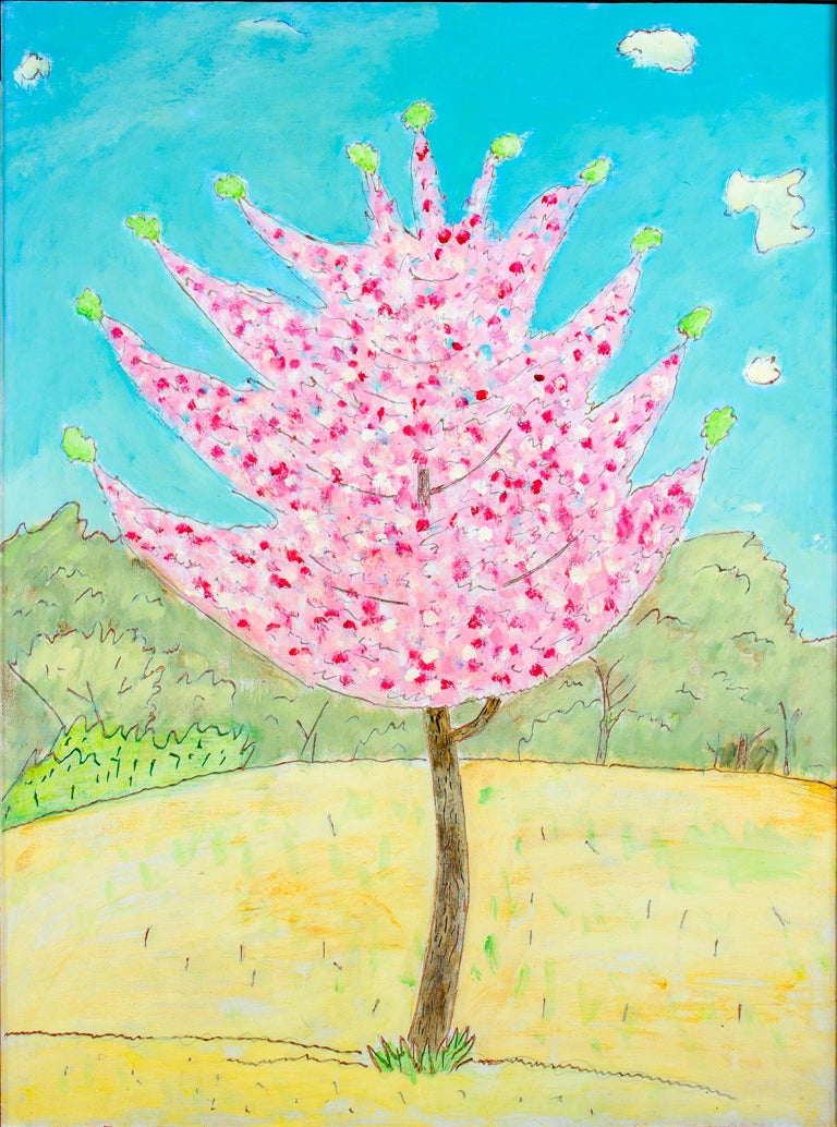 Robert Richter - "New Growth," Original Oil of pink blossoming tree ...